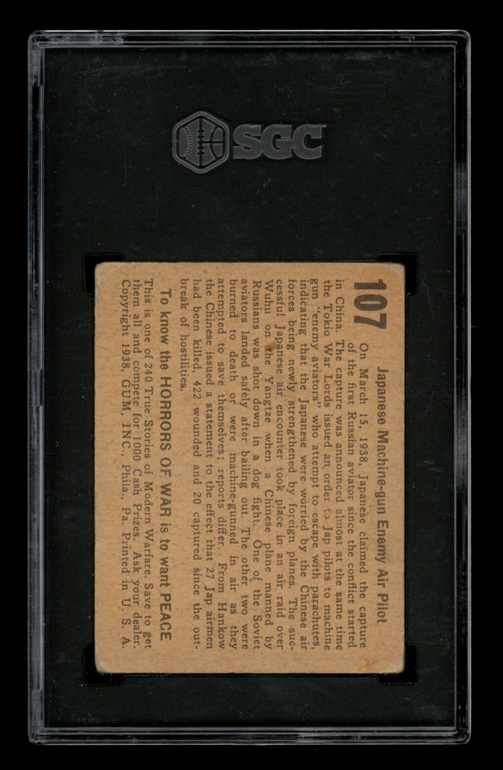 1938 Horrors of War Set-Break #107 Japanese Machine-Gun Enemy SGC 1.5 ...