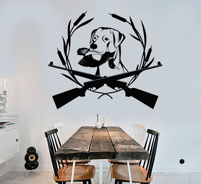 Vinyl Wall Decal Hunting Gun Dog Labrador Club Store Wildfowl Stickers ...
