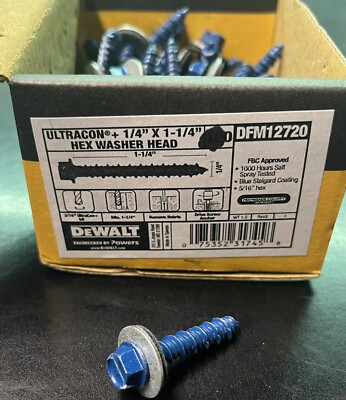 250pcs UltraCon Plus Hex Head 1/4" x 1-1/4" DFM12720 W/ Neoprene ...