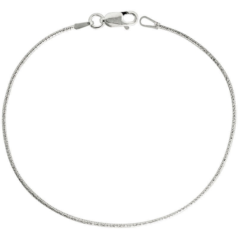 .925, Sterling Silver Diamond Cut Snake Chain Necklace 1mm 16", 18", 20 ...