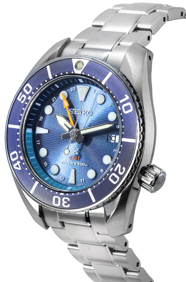 Seiko Prospex Sea Aqua Sumo GMT Blue Dial Solar Blue Dial SFK001J1 Mens ...
