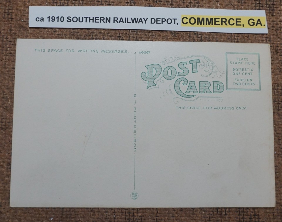 ca 1910 SOUTHERN RAILWAY DEPOT, COMMERCE, GA. POSTCARD LITHO color ...
