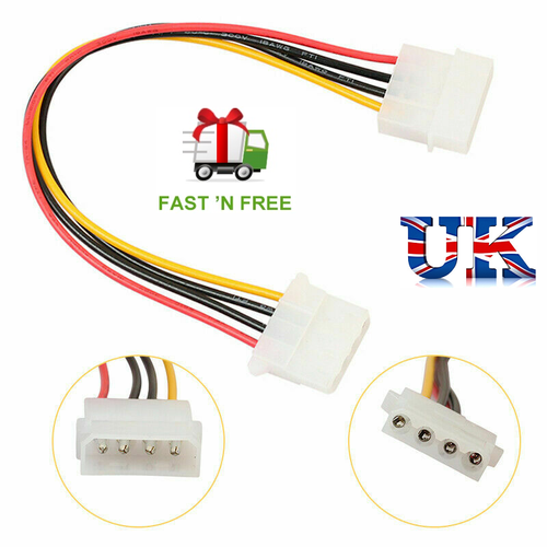 Molex Extension Cable 4 Pin Male to Female PSU Internal PC Power lead 0 ...