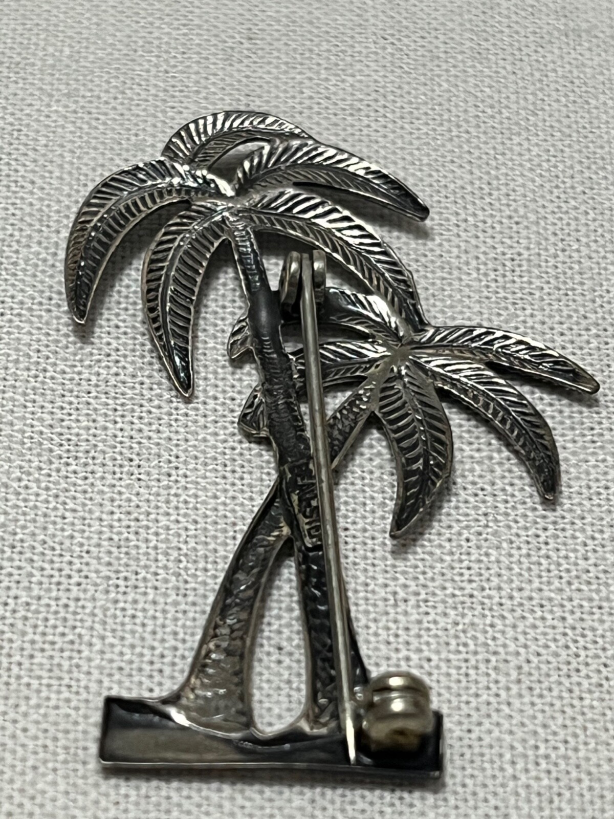 1920's Beau Sterling palm trees pin, signed BEAU STER - Gem