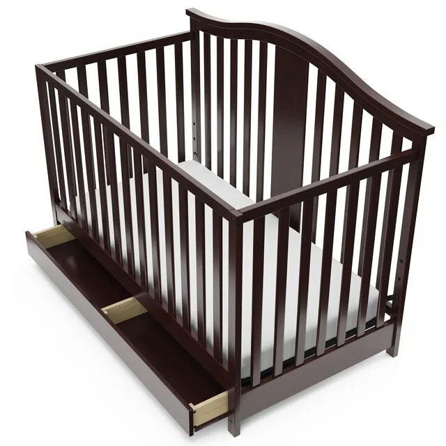 4 in 1 Convertible Baby-to-Toddler Crib With Drawer Brown Nursery ...