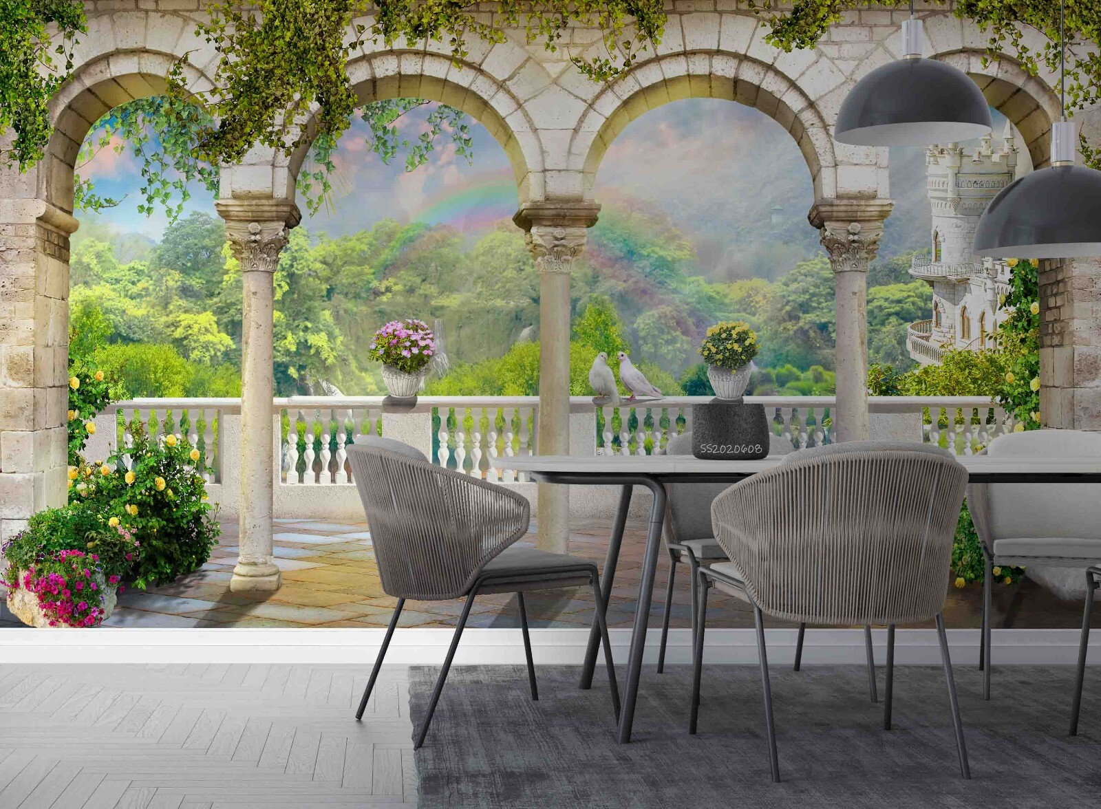 3D Terrace Column Landscape Wallpaper Wall Mural Peel and Stick ...