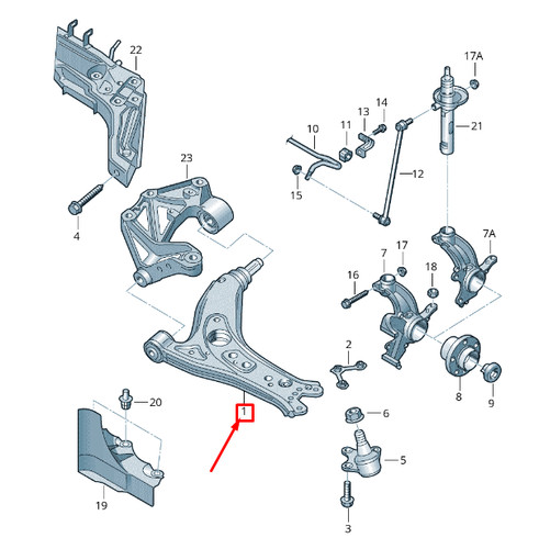 NEW VW FOX 5Z FRONT RIGHT LOWER CONTROL ARM 6Q0407151L ORIGINAL NO DUTY ...