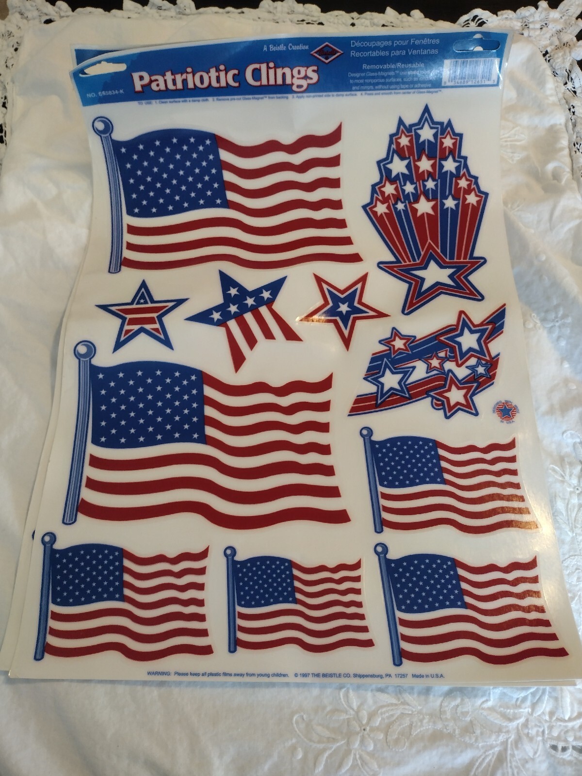 Vintage Patriotic Window Clings by Beistle 1997 Independence Day 4th of ...