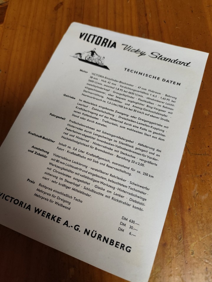 Victoria vicky standard Moped Mofa Motorrad motorcycle Brochure ...