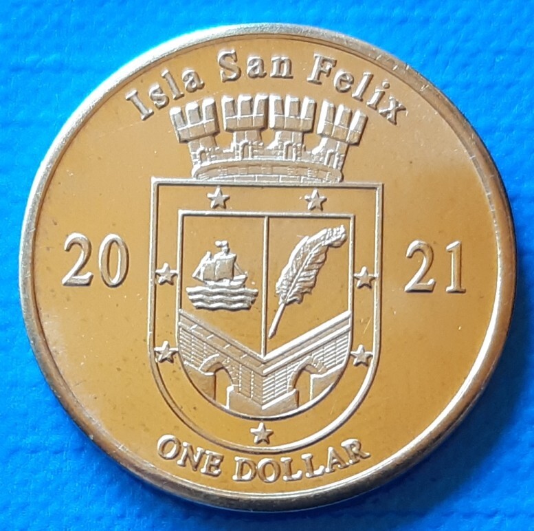 Isla San Felix 1 dollar 2021 UNC Scarlet Macaw Ara Parrot Colorized ...