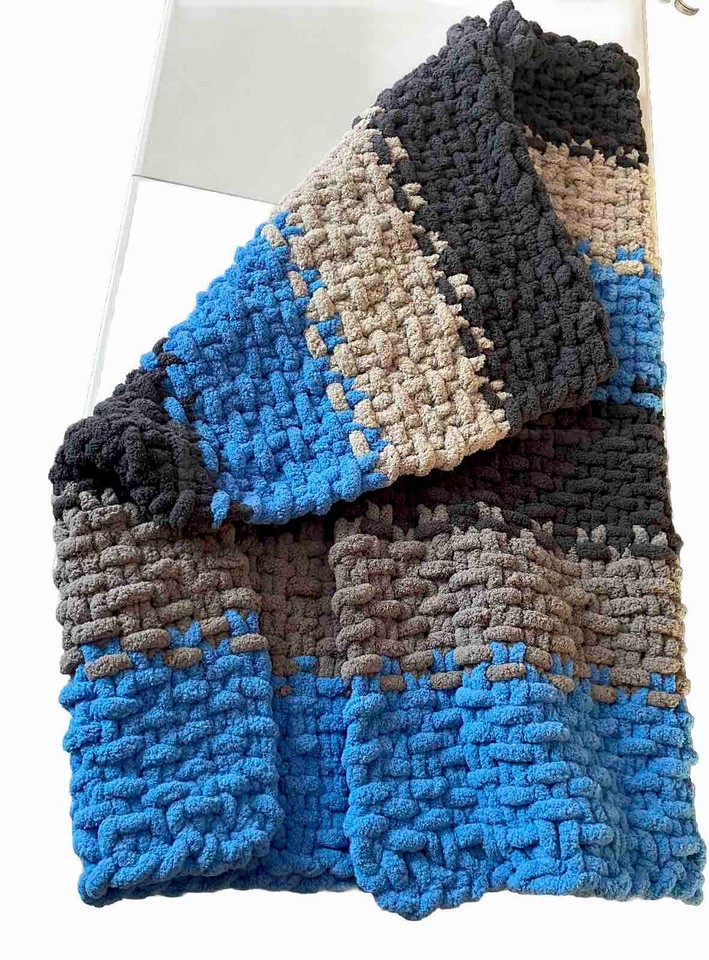 Chunky Knit Blanket Handmade Soft Throw Blanket- Skip Stitch Pattern | eBay