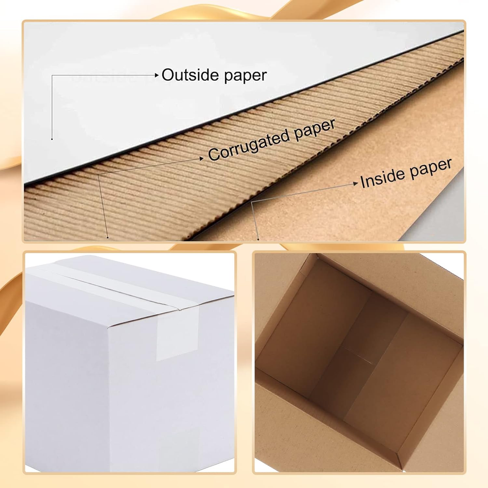 8X6X6 Shipping Boxes Set of 40, White Corrugated Cardboard Box for ...