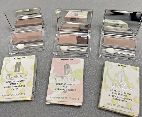 3 X Clinique All About Shadow Soft Matte /Shimmer AG Nude Rose, Foxier ...