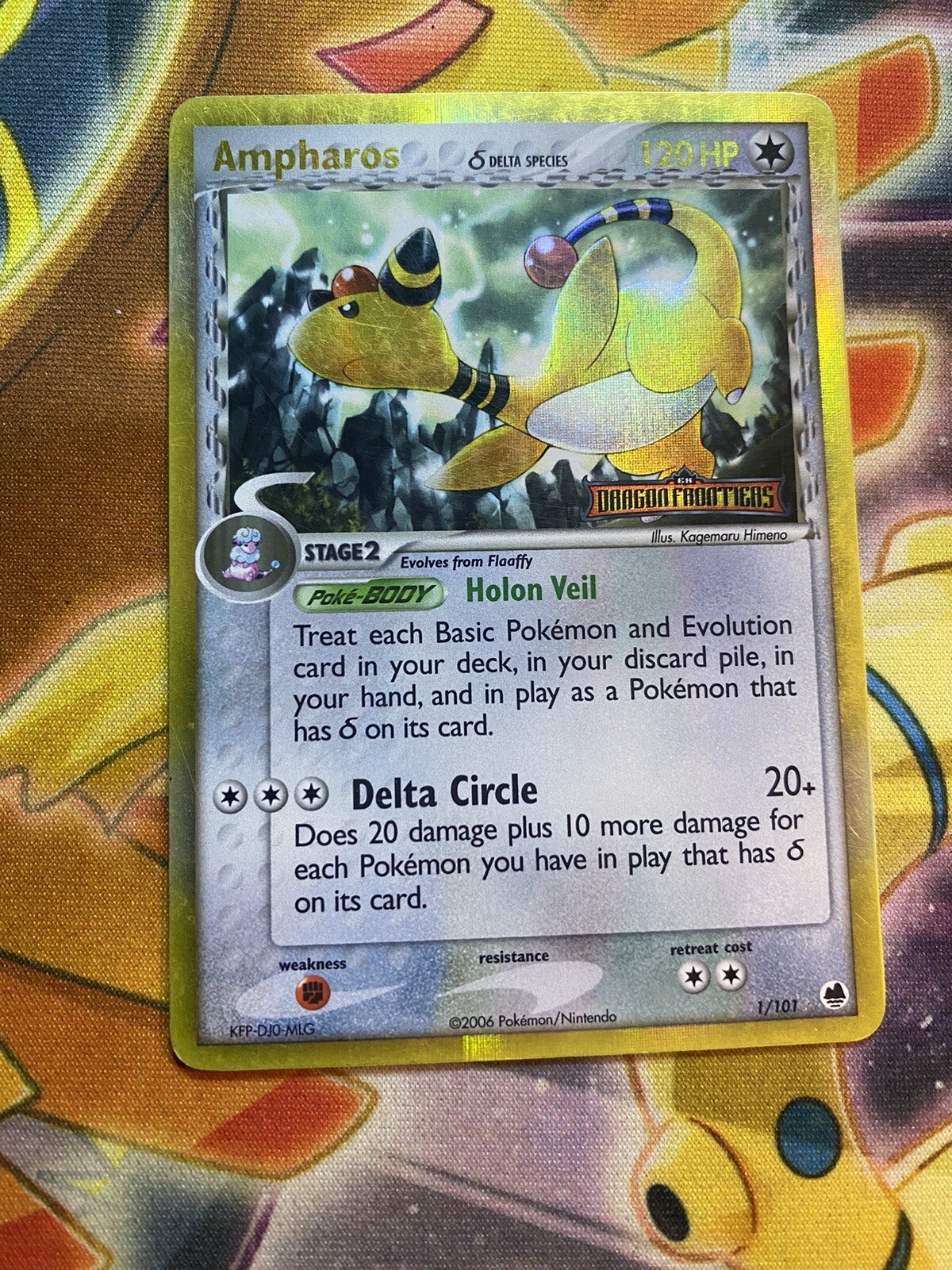 Ampharos Reverse Holo 1/101 Rare Stamped Pokemon Card EX Dragon ...