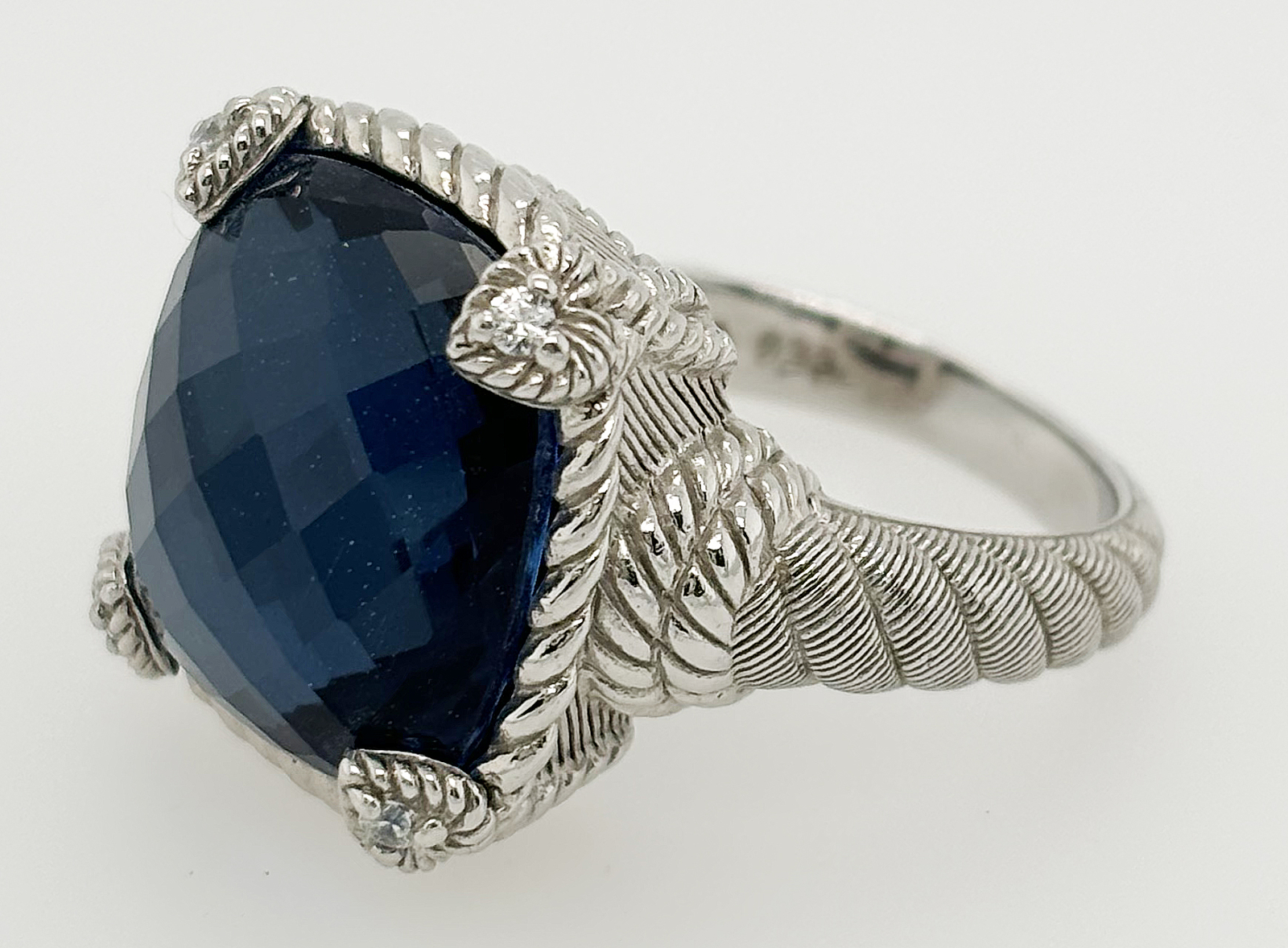 Judith Ripka 925 Sterling Silver Blue Quartz & Diamon… - Gem