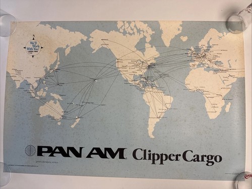 Pan Am clipper cargo Map 1975 Poster | eBay