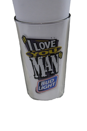Vtg I LOVE YOU MAN Bud Light Pint Beer Glass Brewery Budweiser 16 oz ...