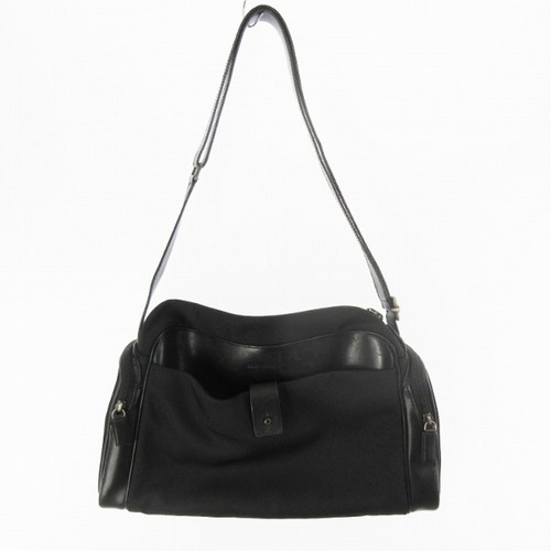 Giorgio Armani Shoulder Bag Both Side Pockets Nylon Leather Black ...