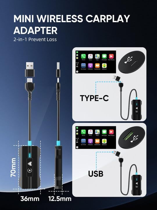 Wireless CarPlay Adapter Auto Car Player USB Dongle 2 in1 For Android ...