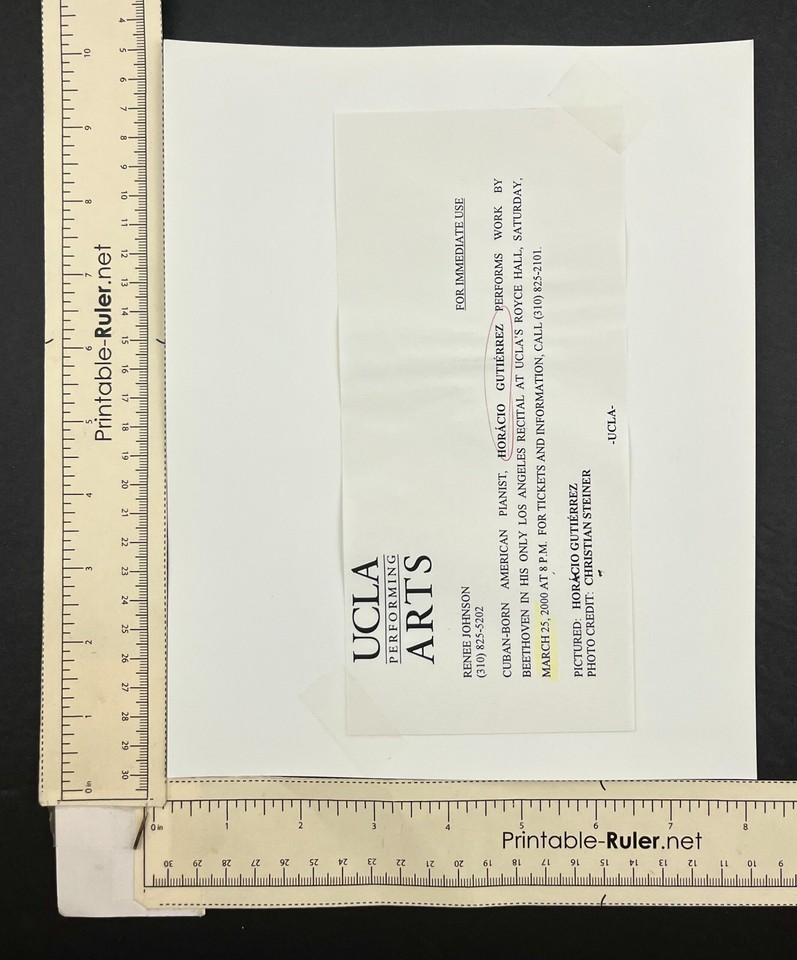 2000 Horacio Gutierrez Pianist UCLA Royce Hall Concert Vintage Promo ...