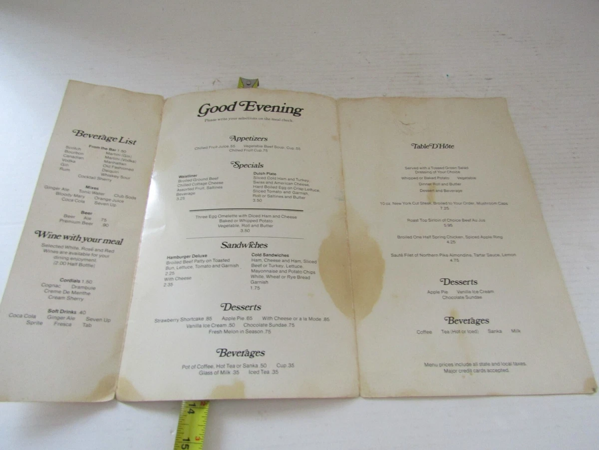 Amtrak Dining Car Menu