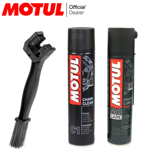 KIT PULIZIA LUBRIFICAZIONE GRASSO CATENA MOTO MOTUL CHAIN LUBE ROAD ...
