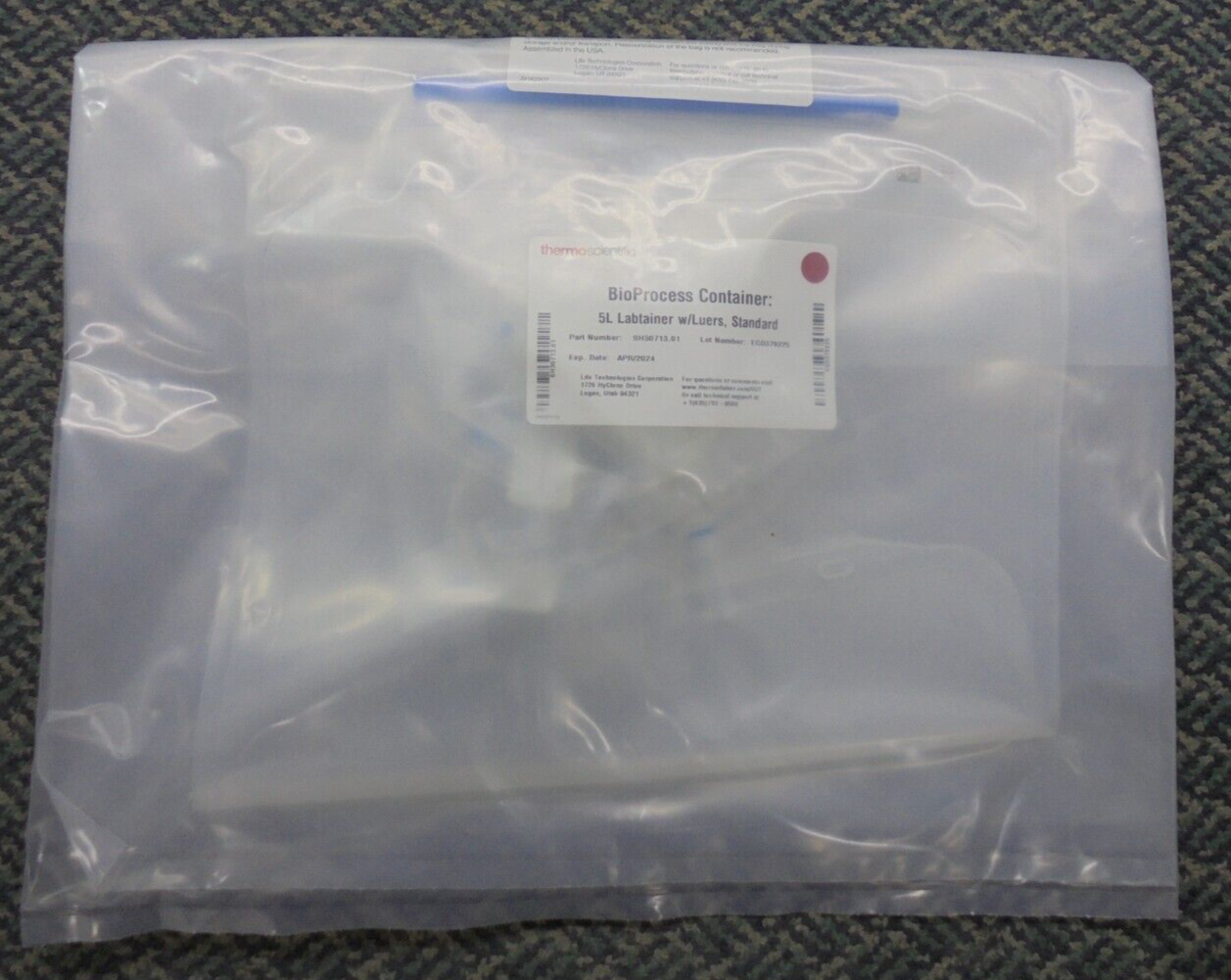 Thermo Scientific SH30713.01 BioProcess Container 5L Labtainer Luers ...