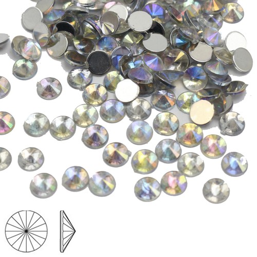 1000 Clear AB Acrylic Flatback Round Rivoli Rhinestone Gems 5mm No Hole ...
