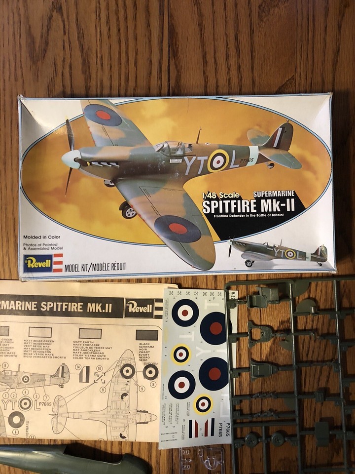 Vintage Revell Spitfire Mk-II 1:48 Scale Model Kit Open Box (PLZ READ ...