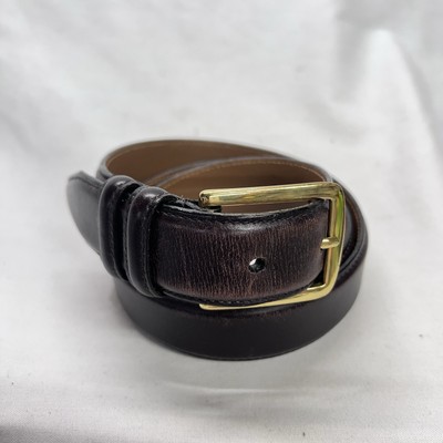 Allen Edmonds 85/34 Dark Brown Dress Belt Calfskin Brass Buckle USA ...