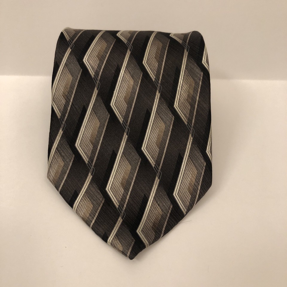 Stafford Mens Neck Tie Geometric Pattern Red Brown Diamonds 57.75” x 3. ...