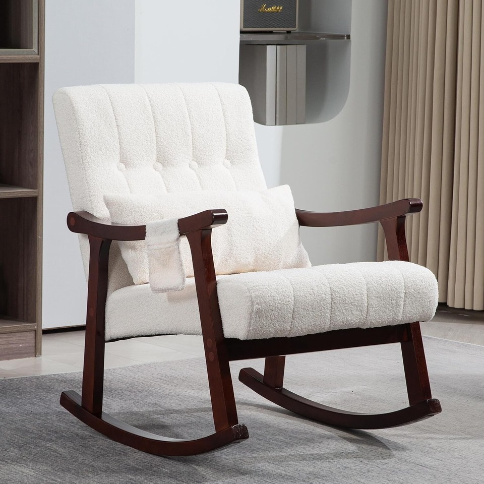 Upholstered Rocking Chair Single Sofa Accent Rocker Reading Armchair ...