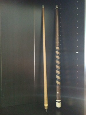 Vintage Pool Cue 57" 1/4" Total 2 Piece Pool Stick Blue White Silver ...