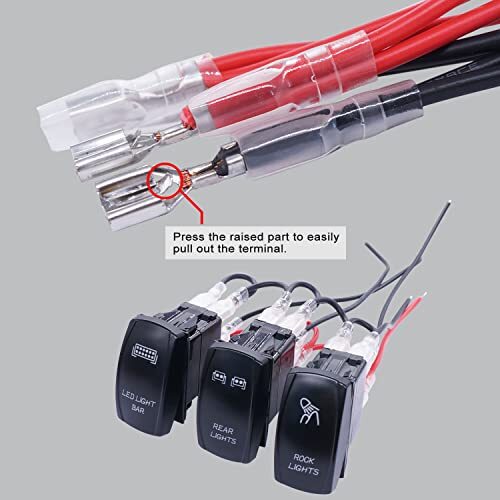 weideer 12V 3 Gang Rocker Switch Box ON/OFF Blue LED Rear Lights Rock ...