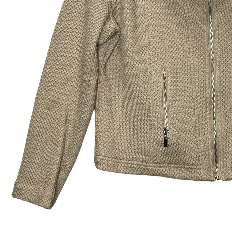 Alfani Jacket Mens Large Textured Knit Moto Beige Full Zip Pockets ...