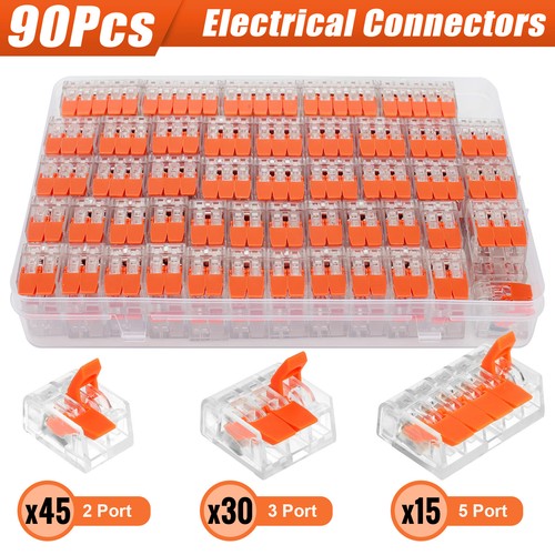 90X For Wago 221 Electrical Connectors Wire Block Clamp Terminal Cable ...