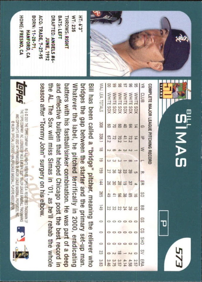 2001 Topps Baseball Card #573 Bill Simas | eBay
