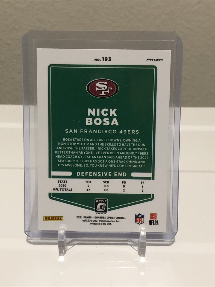 2021 Optic NFL Nick Bosa #193 freedom candy cane case hit SP San ...