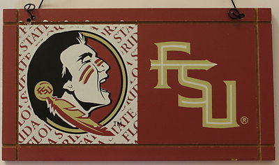 University Florida State Seminoles College NCAA Wood Plaque Sign Dorm a ...