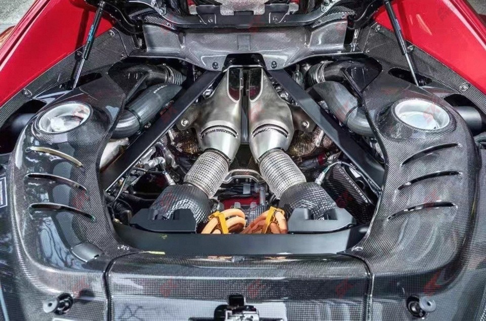 Fits Ferrari 296 GTB 22+ Dry Plain/Twill Carbon Fiber Rear Engine Bay ...
