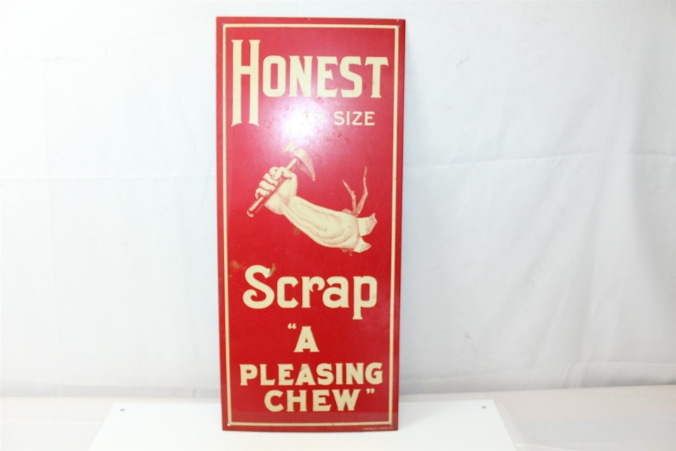 Vintage Metal Sign Honest Scrap A Pleasing Chew Tobacco Advertising ...