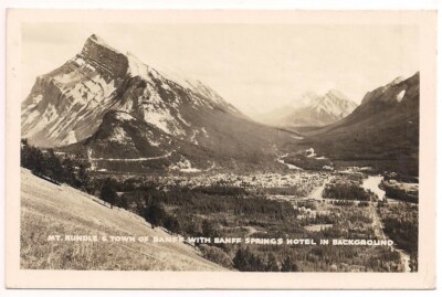 Postcard RPPC Mt. Mount Rundle & Town Banff Springs Hotel Resort ...