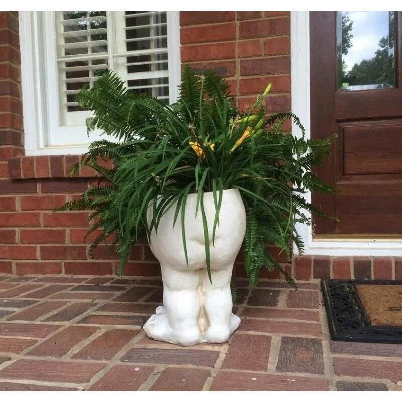Funny Face Planter Pot Statue Plant Muggle Head Garden Vase Flower ...