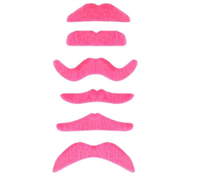 Pink - Pack of 6 Stick on Fake Moustaches Self Adhesive Photo Booth ...