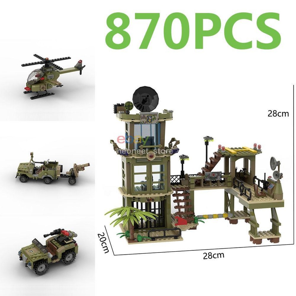 MOC Military WWII Army Fortress Baseplate Building Blocks Bricks ...