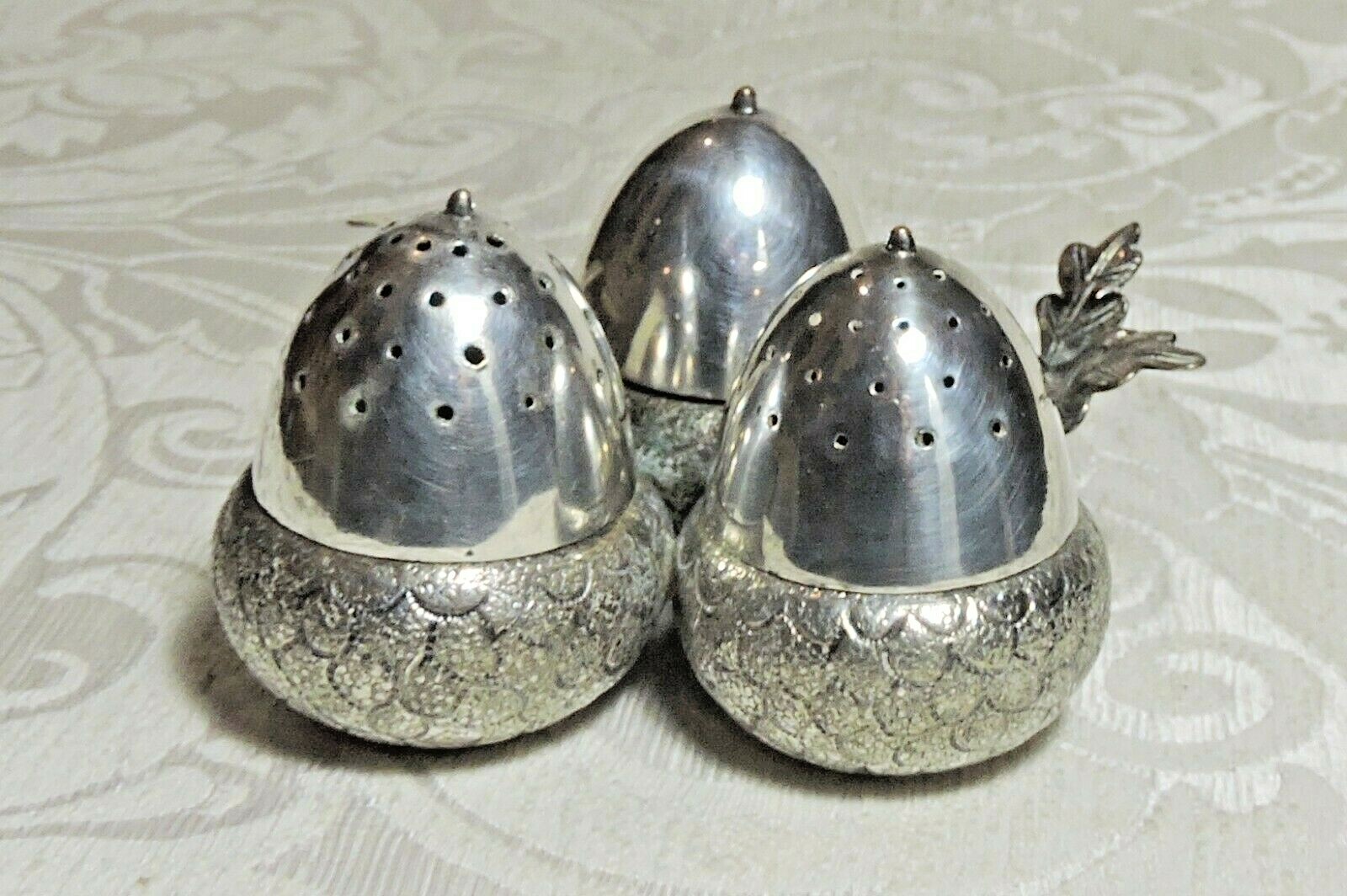 Victorian Acorn Cruet Silverplate Cast Metal Cross Arrows Mark Creswick ...