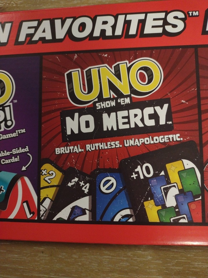 UNO Fan favorites Bundle: UNO Flip, UNO No mercy & No Mercy Expansion ...
