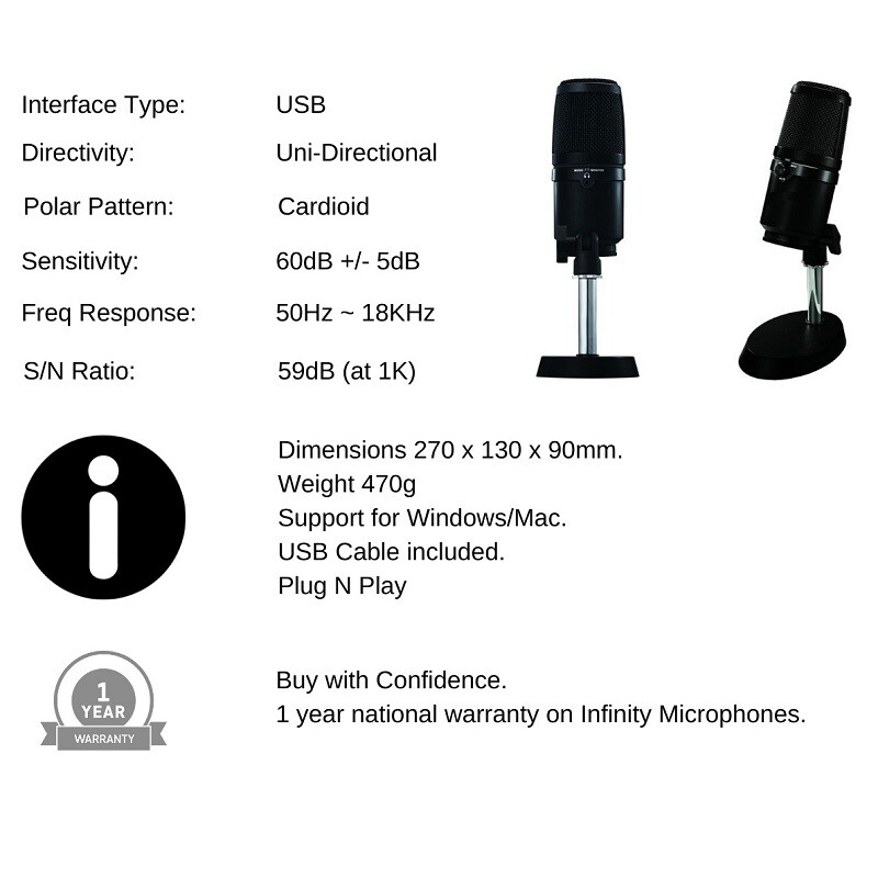 Infinity MIC-358U USB Microphone for Streaming & Podcasting Supports Windows/Mac | eBay