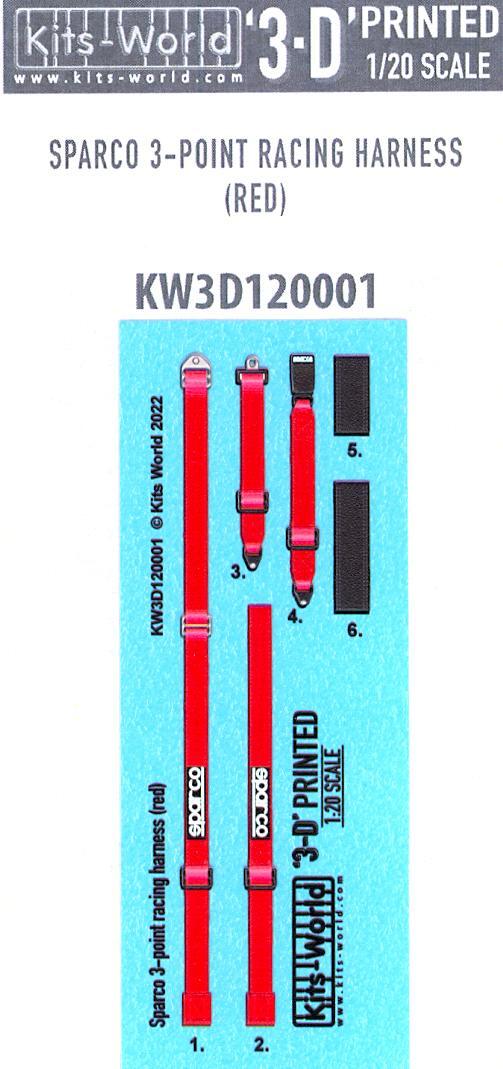 Kits World Decals 1/20 3D DECAL 3-POINT RACING HARNESS RED | eBay