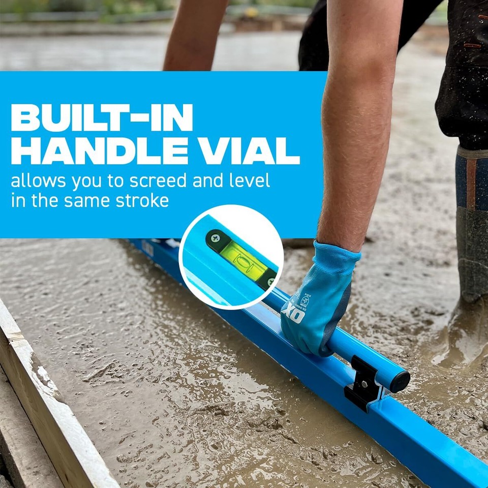 OX TOOLS Pro 1200mm 48" Concrete Cement Screed with Leveling Vial OX ...